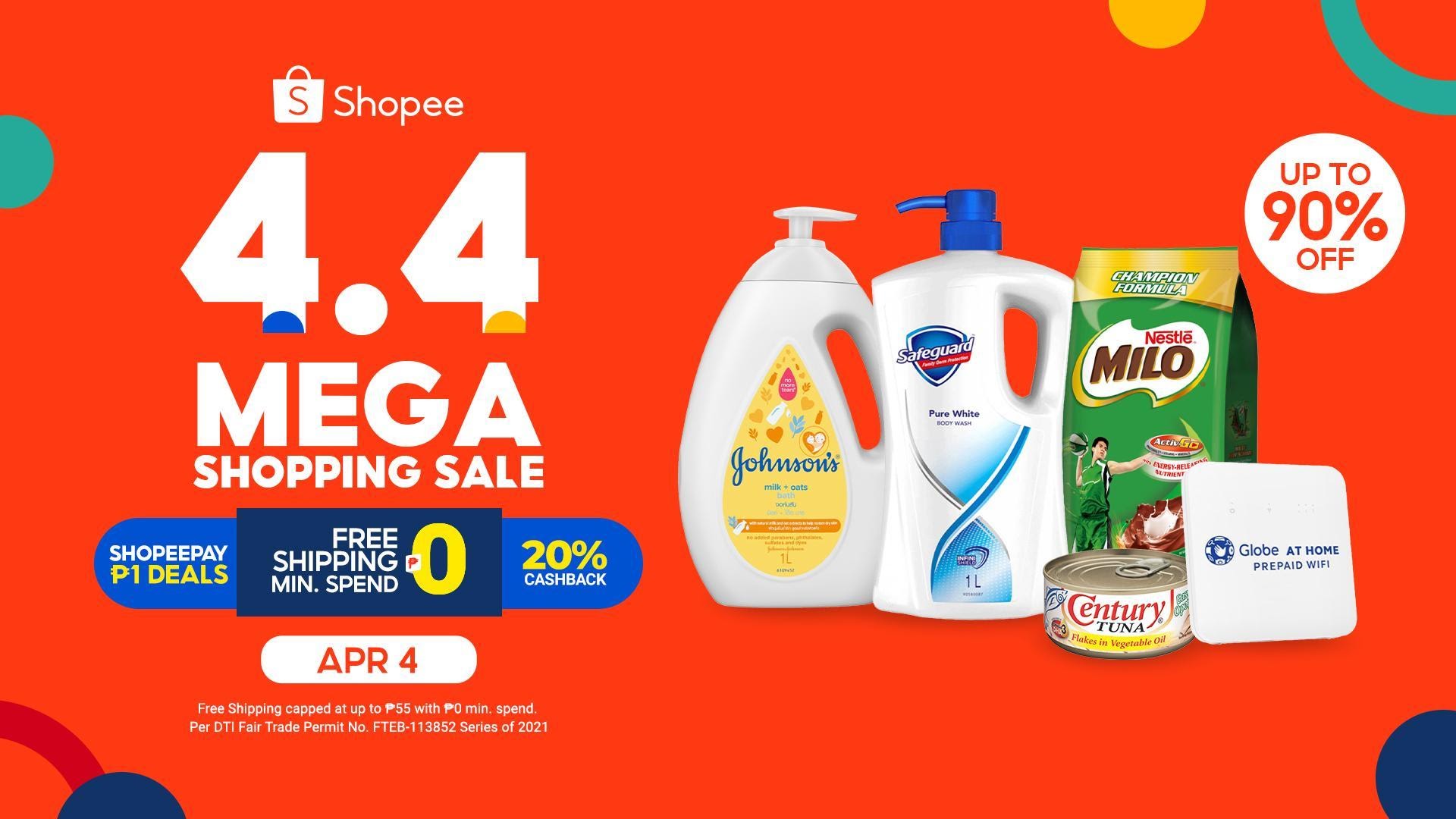 Shopee 4.4 Mega Shopping Sale: Stay Home and Stock Up on Your ...